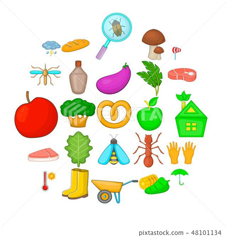 Physical work icons set, cartoon style - Stock Illustration [48101134 ...