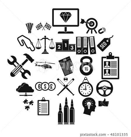 Subdual icons set, simple style - Stock Illustration [48101335] - PIXTA