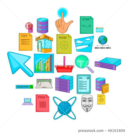 Computer technology icons set, cartoon style - Stock Illustration ...