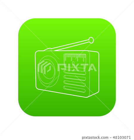 Retro radio receiver icon green vector - Stock Illustration [48103071 ...