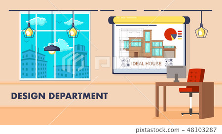 Design Department Interior Vector Illustration - Stock Illustration ...