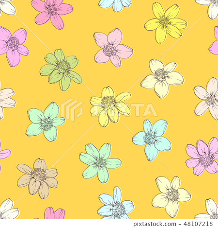 Colorful flowers seamless background. - Stock Illustration [48107218 ...