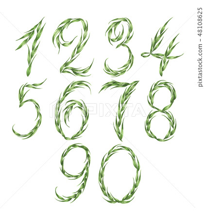 Numbers from leaves isolated on white background. - Stock Illustration ...