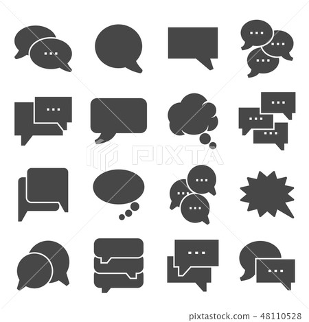 Gray Speech bubble icons on white background. - Stock Illustration [48110528] - PIXTA
