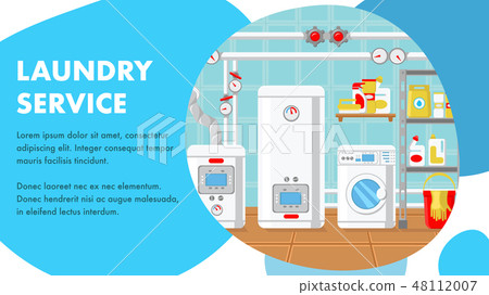 Laundry Service Website Banner Vector Template - Stock Illustration ...