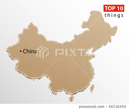 China map on craft paper texture. Template - Stock Illustration ...