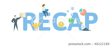 RECAP. Concept with people, letters and icons.... - Stock Illustration ...