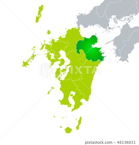 Oita Prefecture Map and Kyushu Region - Stock Illustration [48136831 ...