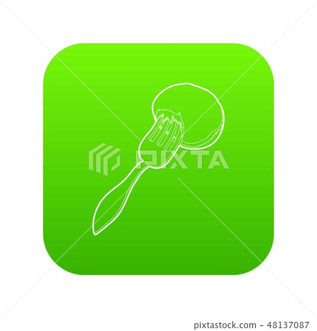 Fork with food icon green vector - Stock Illustration [48137087] - PIXTA