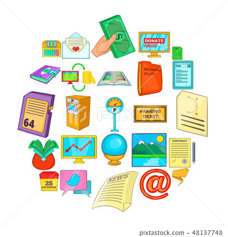 Paper icons set, cartoon style - Stock Illustration [48137748] - PIXTA