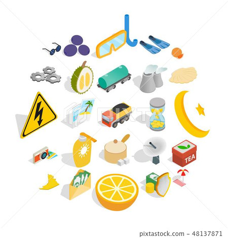 Arabesque icons set, isometric style - Stock Illustration [48137871 ...
