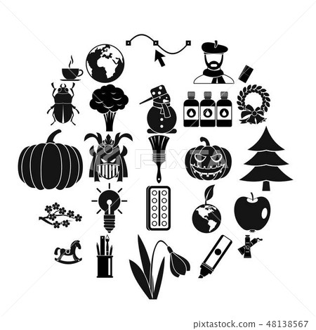 Ecological footprint icons set, simple style - Stock Illustration ...