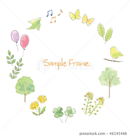 Hand-painted watercolor illustration spring frame - Stock Illustration ...