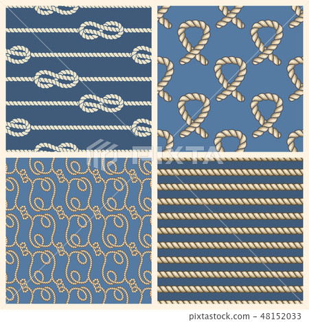 Marine ropes vector seamless patterns set - Stock Illustration ...