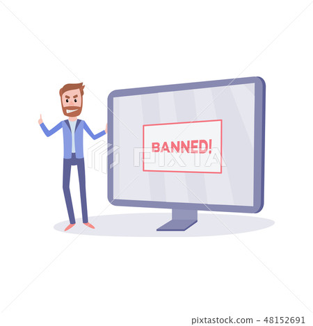 Blocked access to web pages concept - young... - Stock Illustration ...
