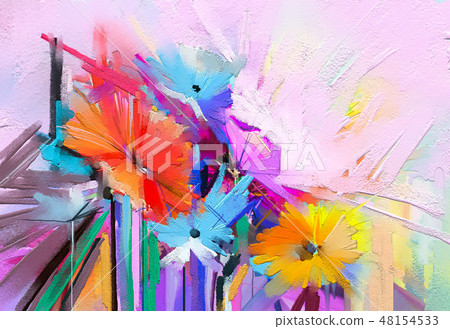 Abstract colorful oil painting of spring flower - Stock Illustration ...