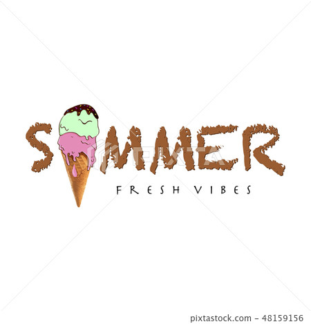 Typography Summer slogan with ice cream - Stock Illustration [48159156 ...