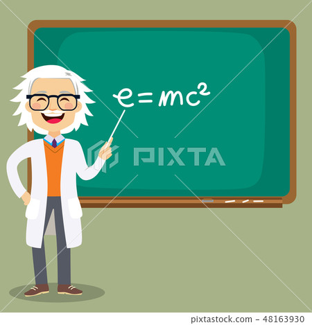 Senior male science teacher in front of blackboard - Stock Illustration ...