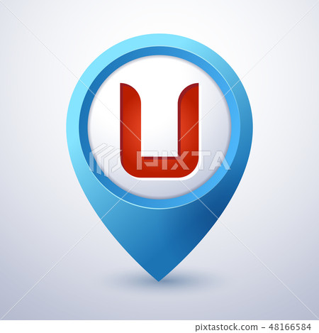 U letter map pin pointer mobile logo template - Stock Illustration ...