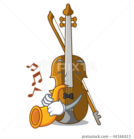 With trumpet violin in the cartoon music room - Stock Illustration ...