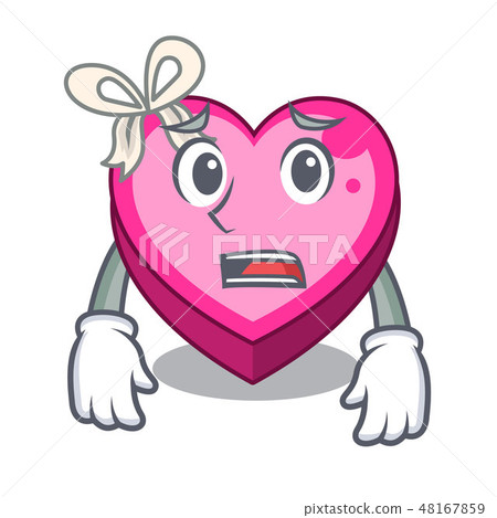 Afraid heart box above wooden cartoon table - Stock Illustration ...