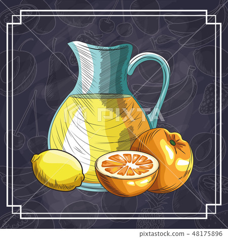 hand drawn fruits punch - Stock Illustration [48175896] - PIXTA