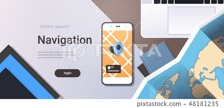 navigation online application paper world map... - Stock Illustration ...