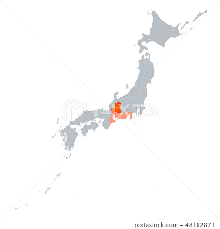 Gifu Prefecture Map and Tokai Region - Stock Illustration [48182871 ...
