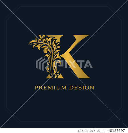Gold Elegant letter K. Graceful Calligraphic logo - Stock Illustration ...