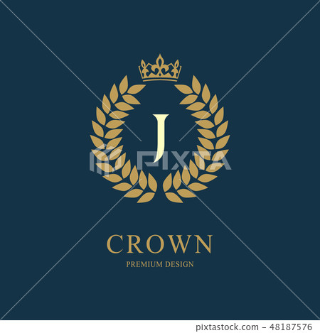 Wreath Monogram luxury design, Letter J emblem - Stock Illustration ...