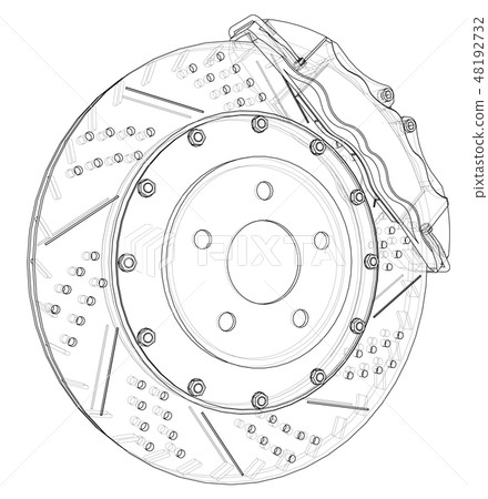 Brake disc outline. Vector rendering of 3d - Stock Illustration ...