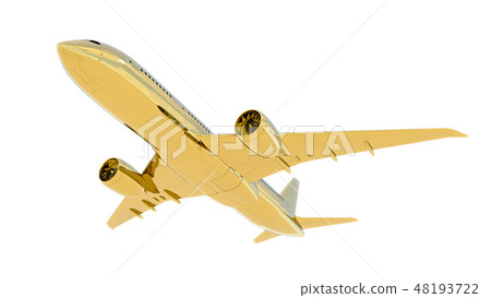 Golden jet airplane isolated. 3d render - Stock Illustration [48193722 ...