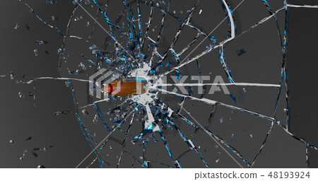 Bullet shatters the glass . 3D render - Stock Illustration [48193924 ...