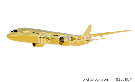 Golden jet airplane isolated. 3d render - Stock Illustration [48193997 ...