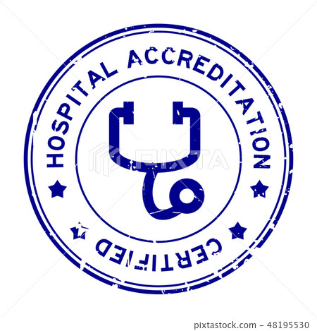 Grunge blue hospital accreditation rubber stamp - Stock Illustration ...