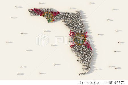 Large group of people forming Florida flag map... - Stock Illustration ...
