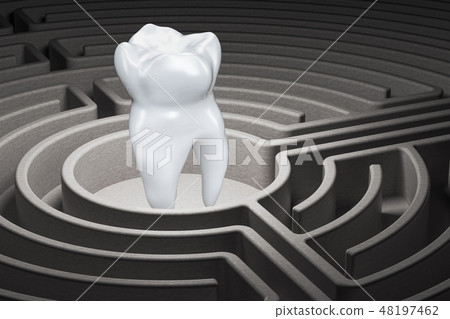 Tooth in the labyrinth maze, 3D rendering - Stock Illustration ...
