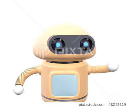 Robot image staring at the white back with your... - Stock Illustration ...