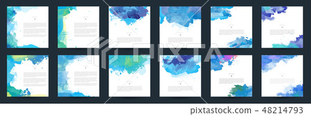 Set of blue vector watercolor background - Stock Illustration [48214793 ...