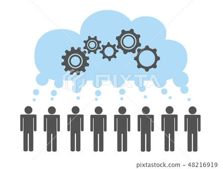people develop a common idea pictogram with gears - Stock Illustration ...