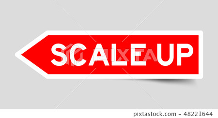 Arrow shape red color sticker in word scale up - Stock Illustration ...