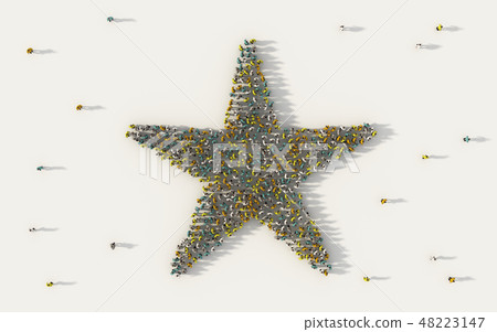 Large group of people forming a star symbol in... - Stock Illustration ...