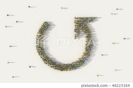 Large group of people forming a big recycle... - Stock Illustration ...