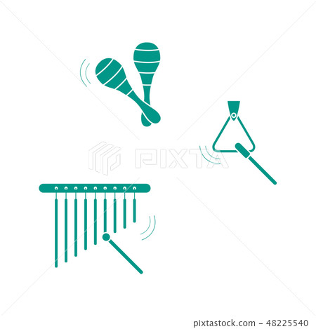 Maracas, mark tree, triangle Musical instruments. - Stock Illustration ...