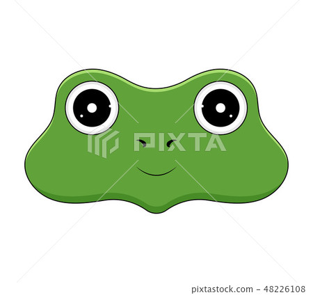 Head of serene frog in cartoon style. Kawaii... - Stock Illustration ...