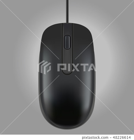 Black mouse isolated on gray background, vector - Stock Illustration ...