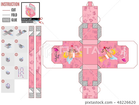 pink box template with a cupid for Valentine's Day - Stock Illustration ...
