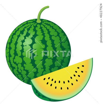 Watermelon yellow watermelon cut white background - Stock Illustration ...
