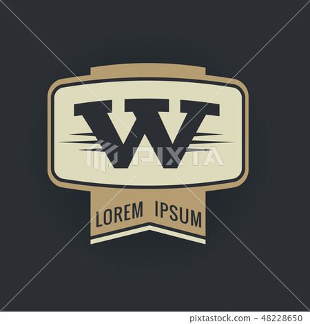 W letter vintage heraldry hipster logo template - Stock Illustration ...