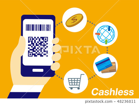 Smartless cashless settlement Simple background... - Stock Illustration ...